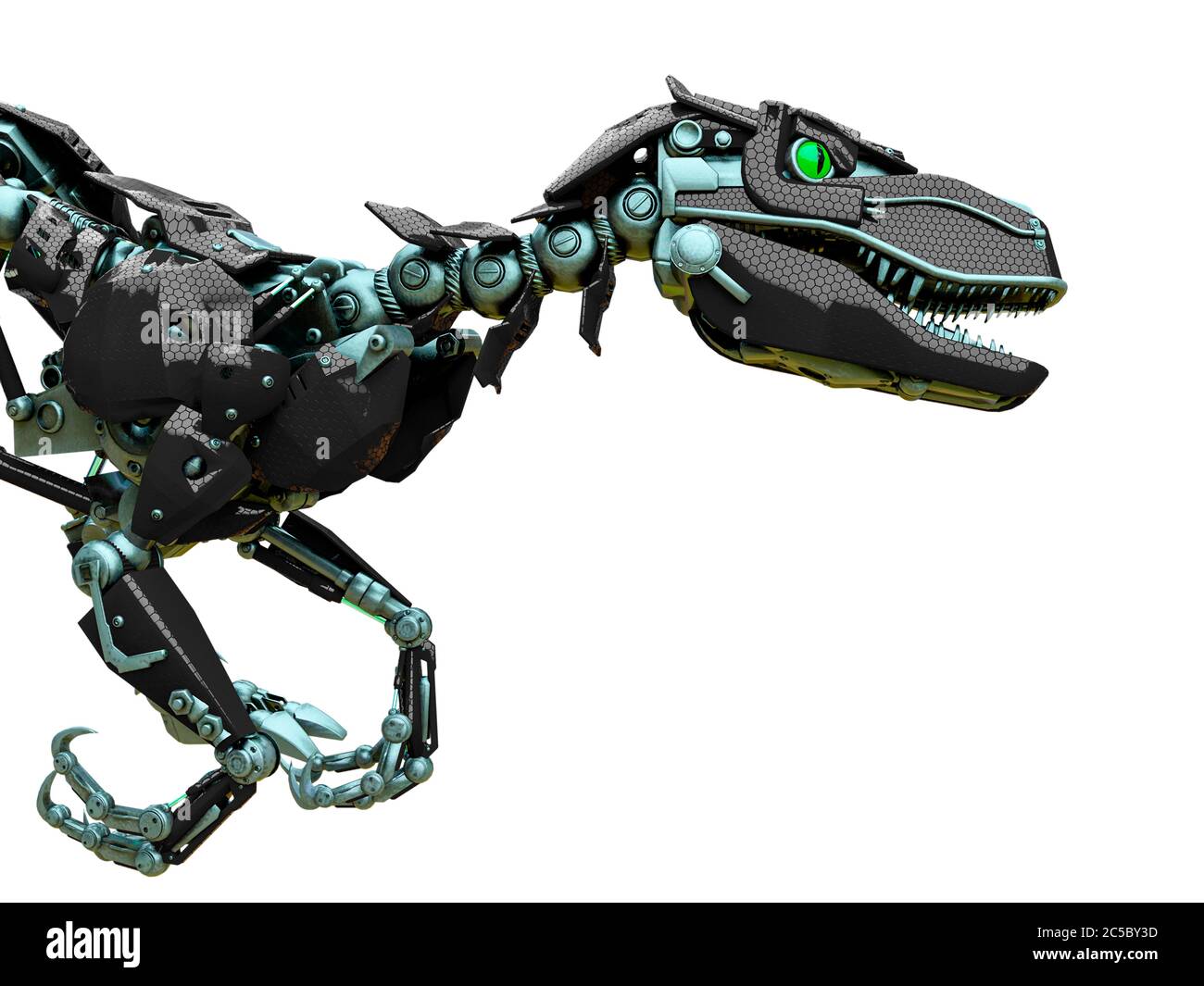velociraptor robot running close up, 3d illustration Stock Photo - Alamy