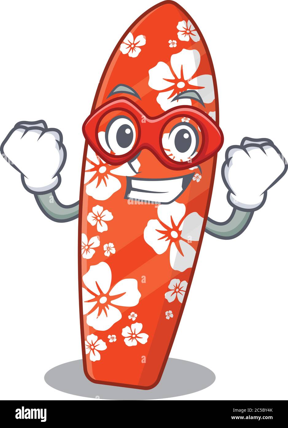 A cartoon mascot of surfboard in a fantastic Super hero character Stock ...