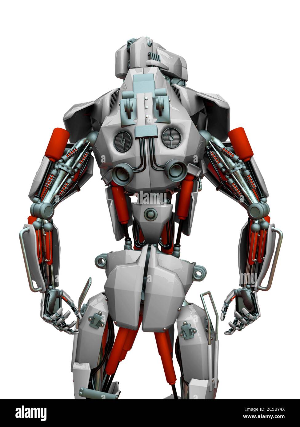 mechanical soldier rear view, 3d illustration Stock Photo - Alamy