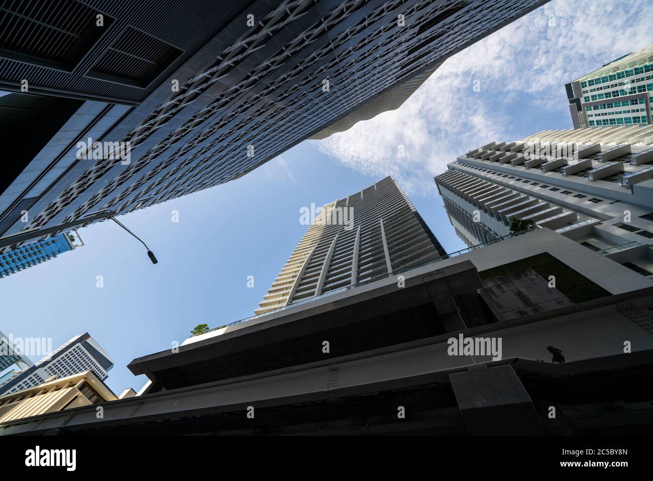 Low angle photo city towers Stock Photo - Alamy