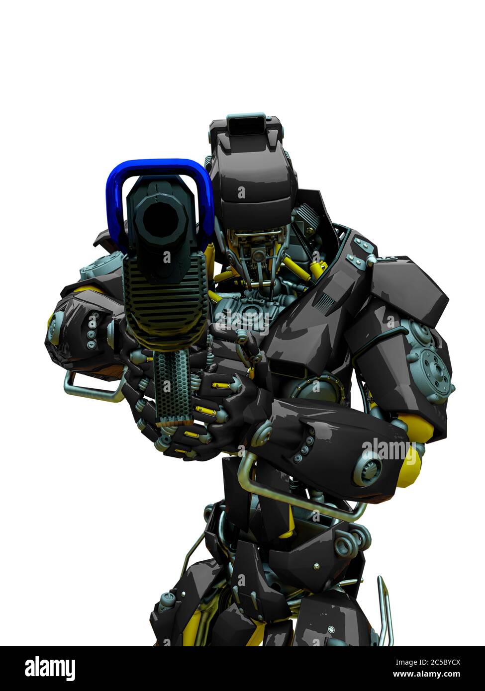 mechanical soldier aiming, 3d illustration Stock Photo - Alamy