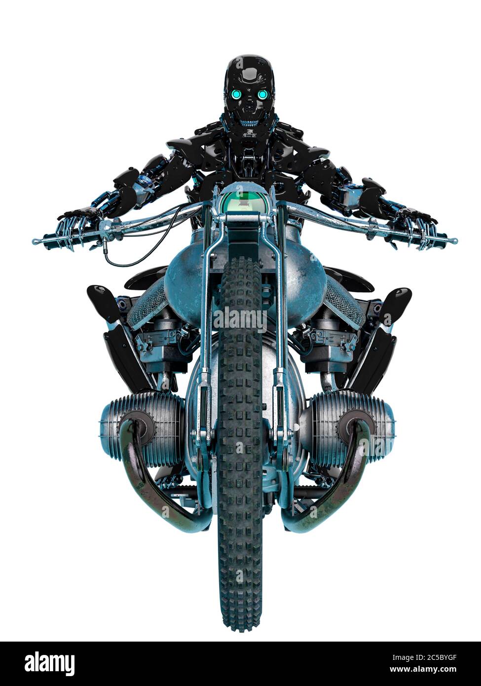 android is riding a motorcycle, 3d illustration Stock Photo - Alamy