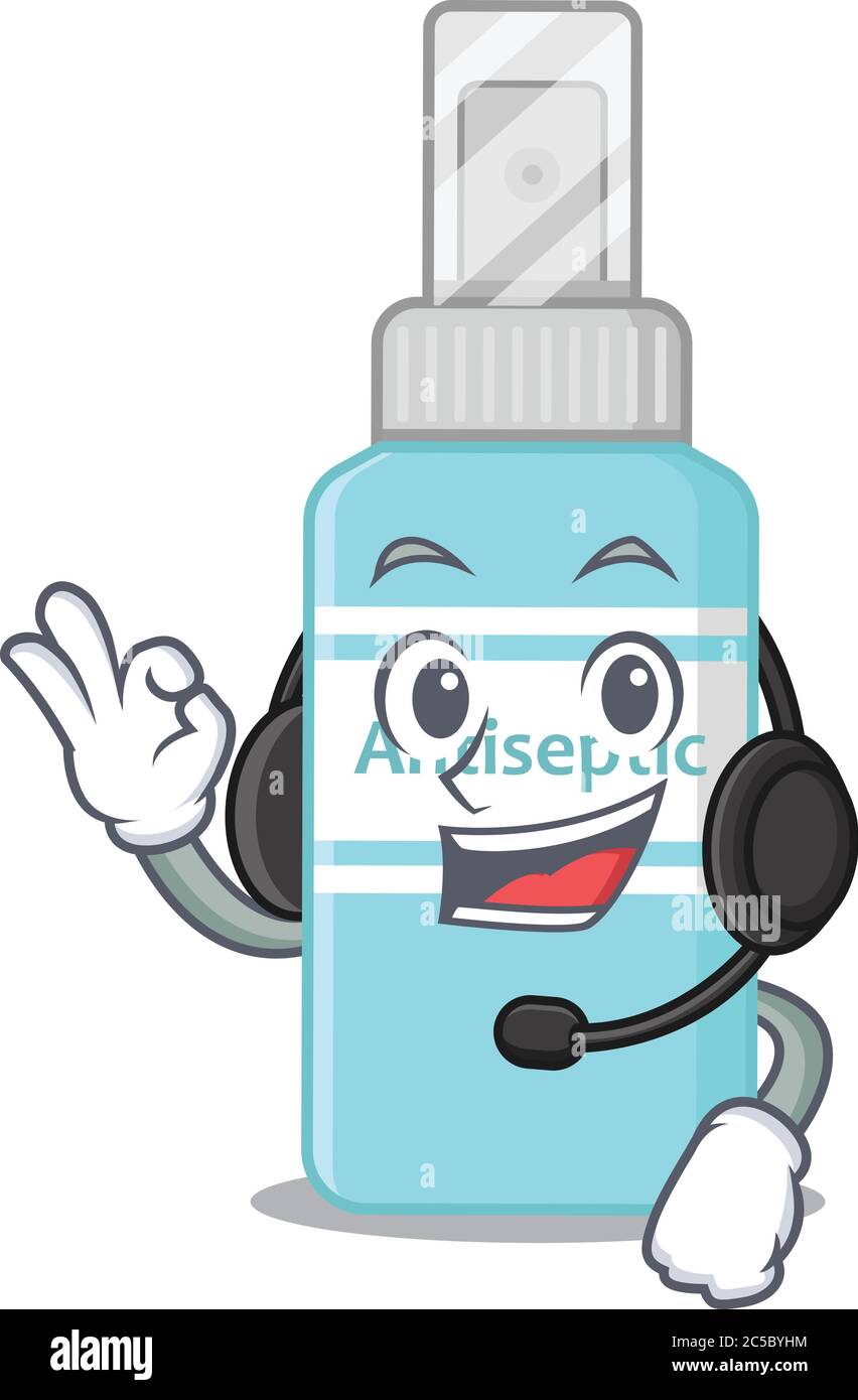 Antiseptic caricature in character concept wearing headphone Stock ...