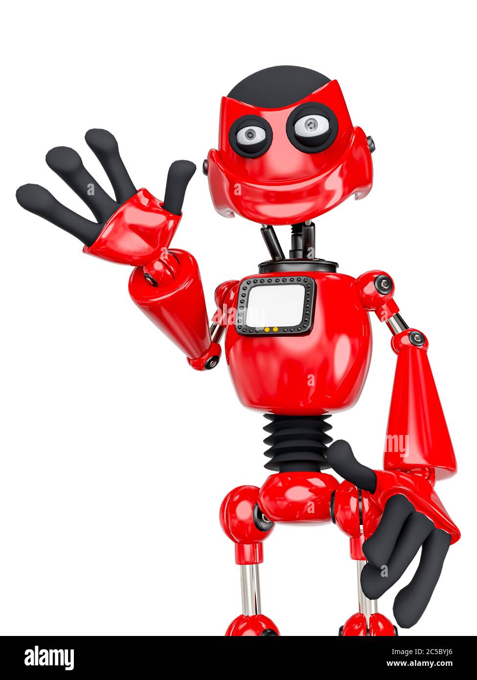 robot cartoon is saying hello, 3d illustration Stock Photo - Alamy