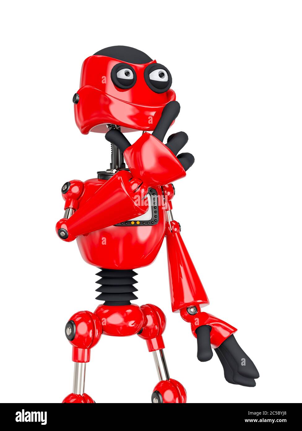 robot cartoon thinking about, 3d illustration Stock Photo - Alamy