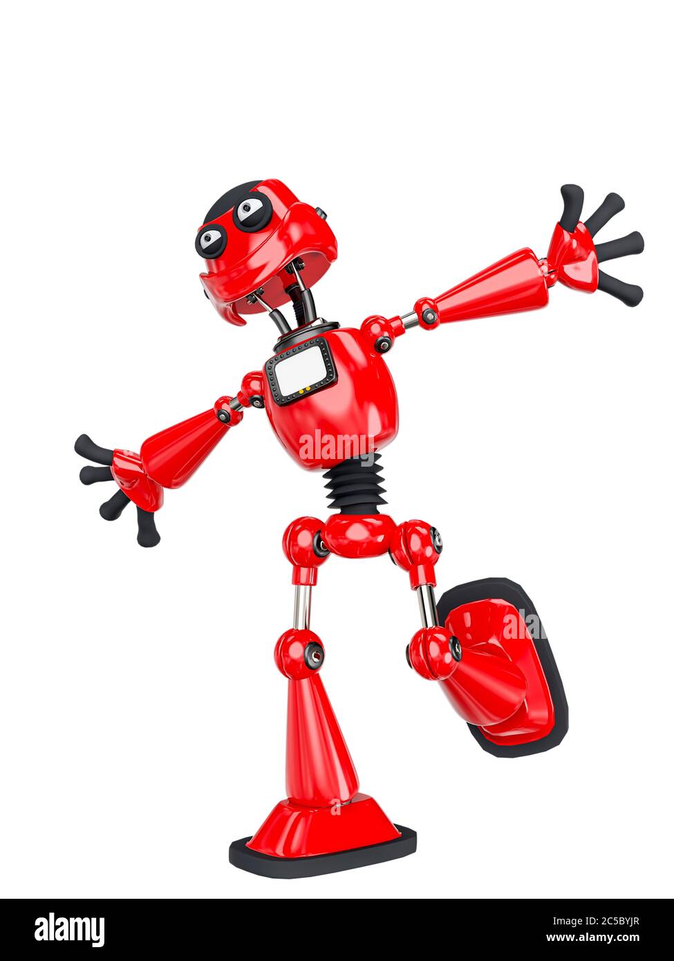 robot cartoon running free, 3d illustration Stock Photo - Alamy