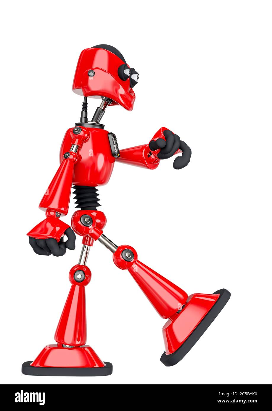 robot cartoon walking side view, 3d illustration Stock Photo - Alamy