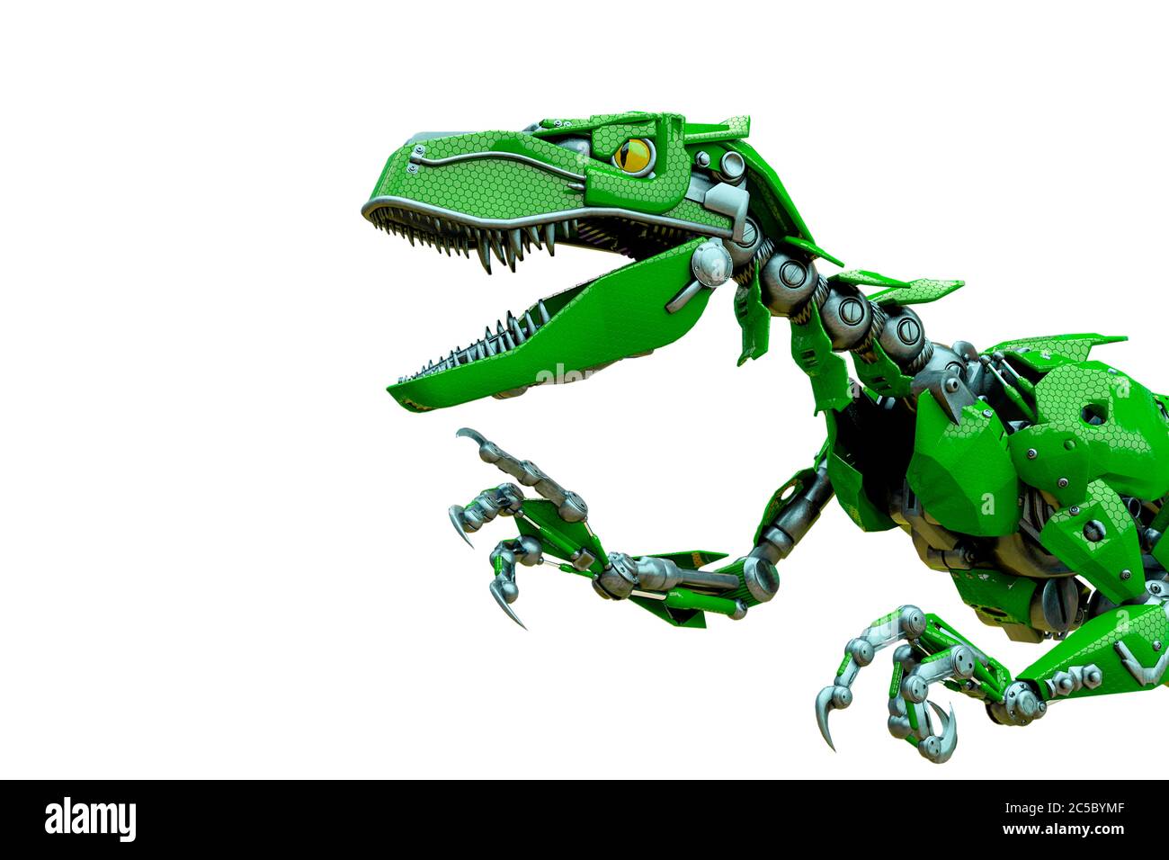 velociraptor robot doing a fast run close up, 3d illustration Stock ...