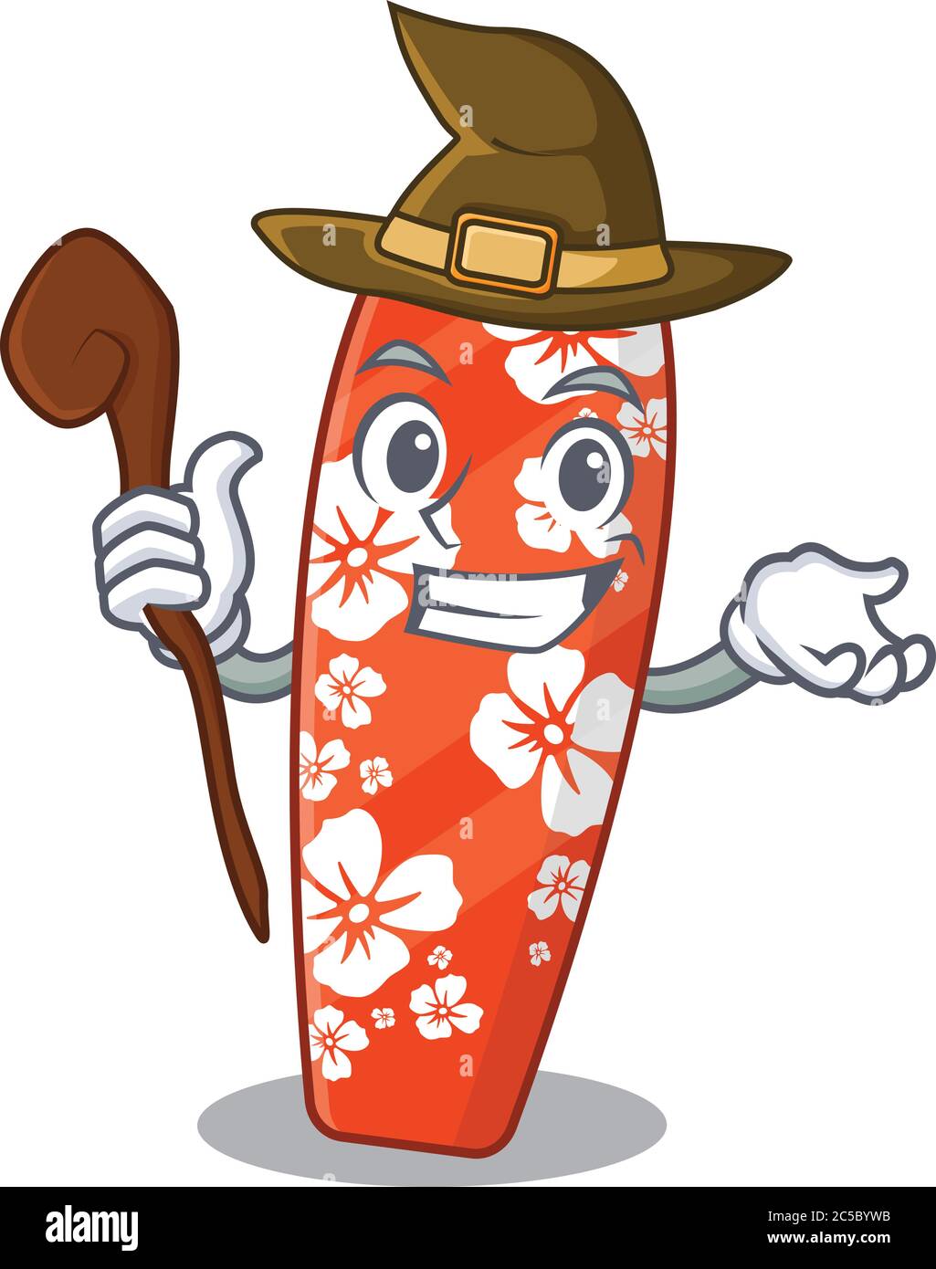 sneaky witch surfboard cartoon character design style Stock Vector ...