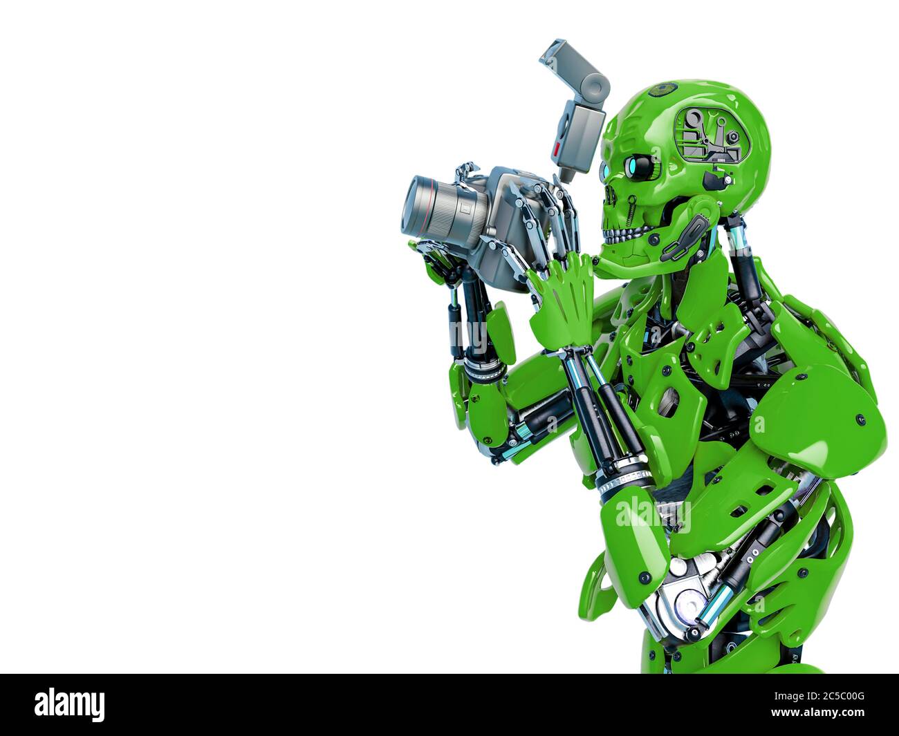 android is takeing the picture with copy space, 3d illustration Stock ...