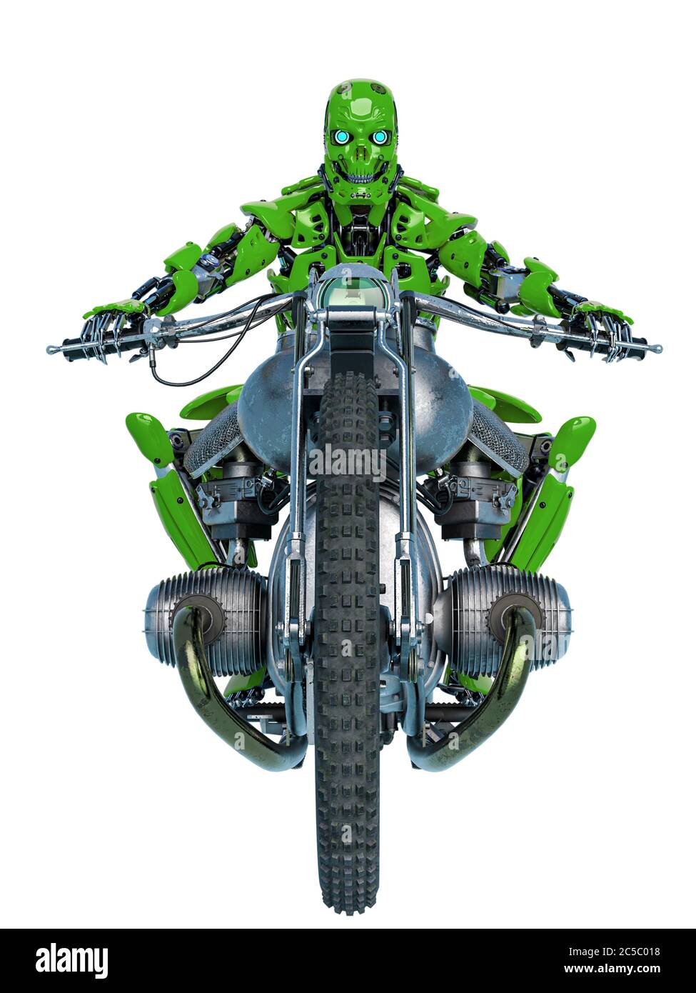 android is riding a motorcycle, 3d illustration Stock Photo - Alamy