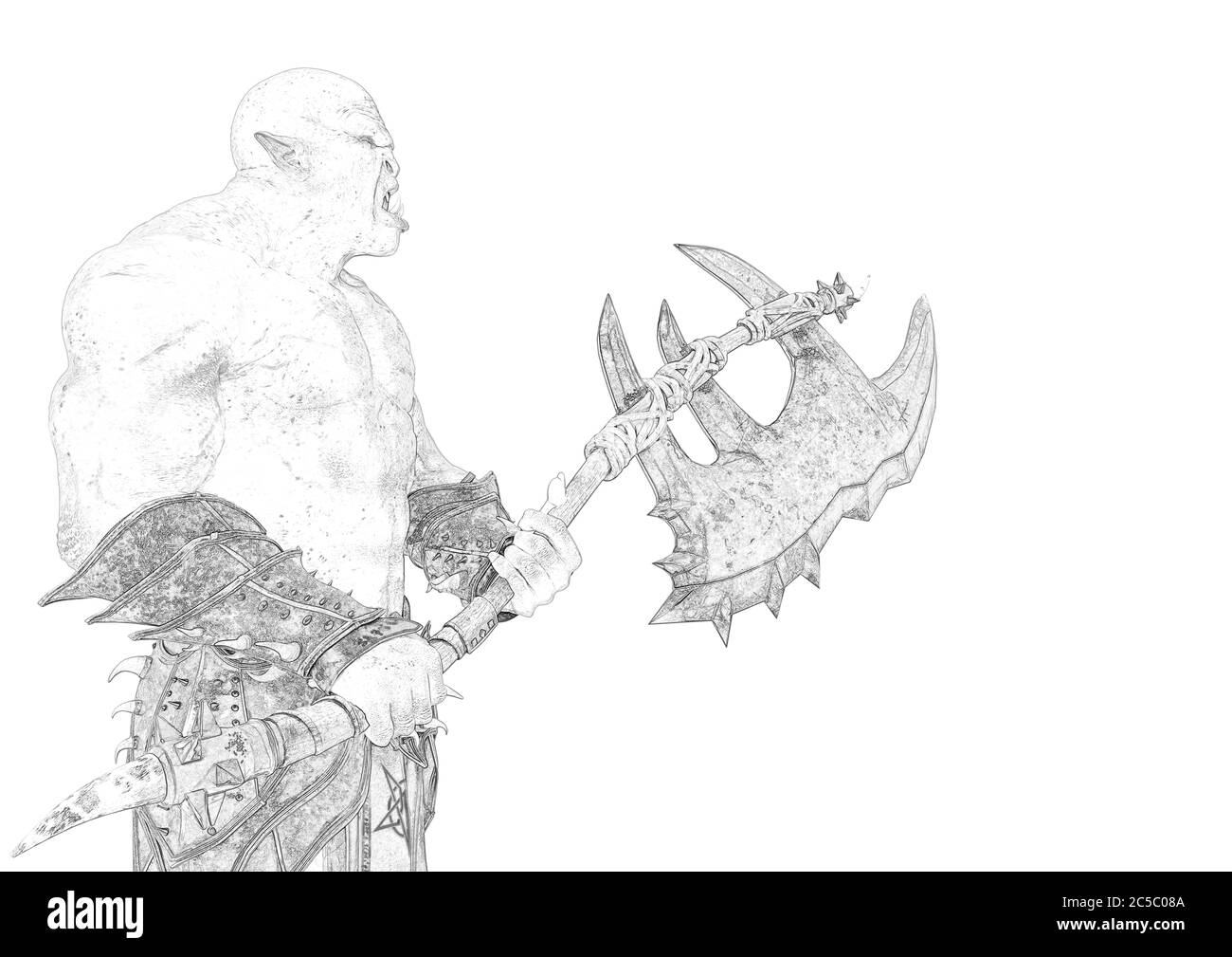 green orc in a white background. This monster in clipping path is very ...