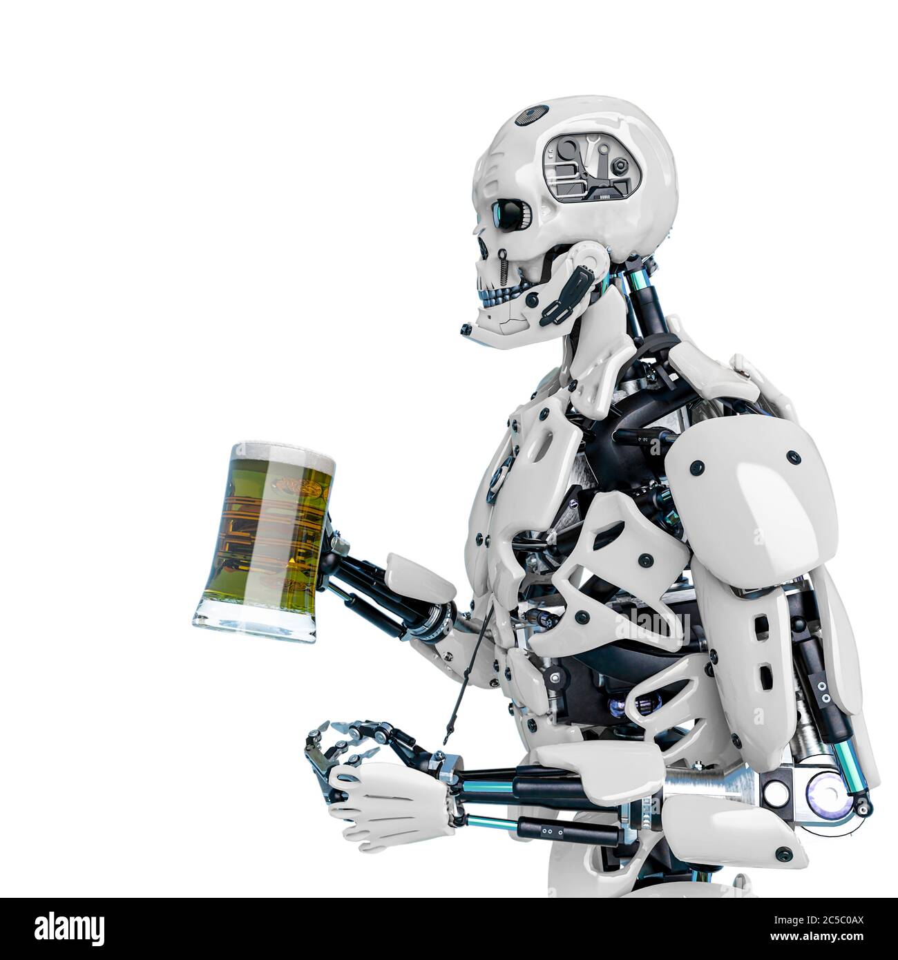 android holding a tankard side view, 3d illustration Stock Photo - Alamy