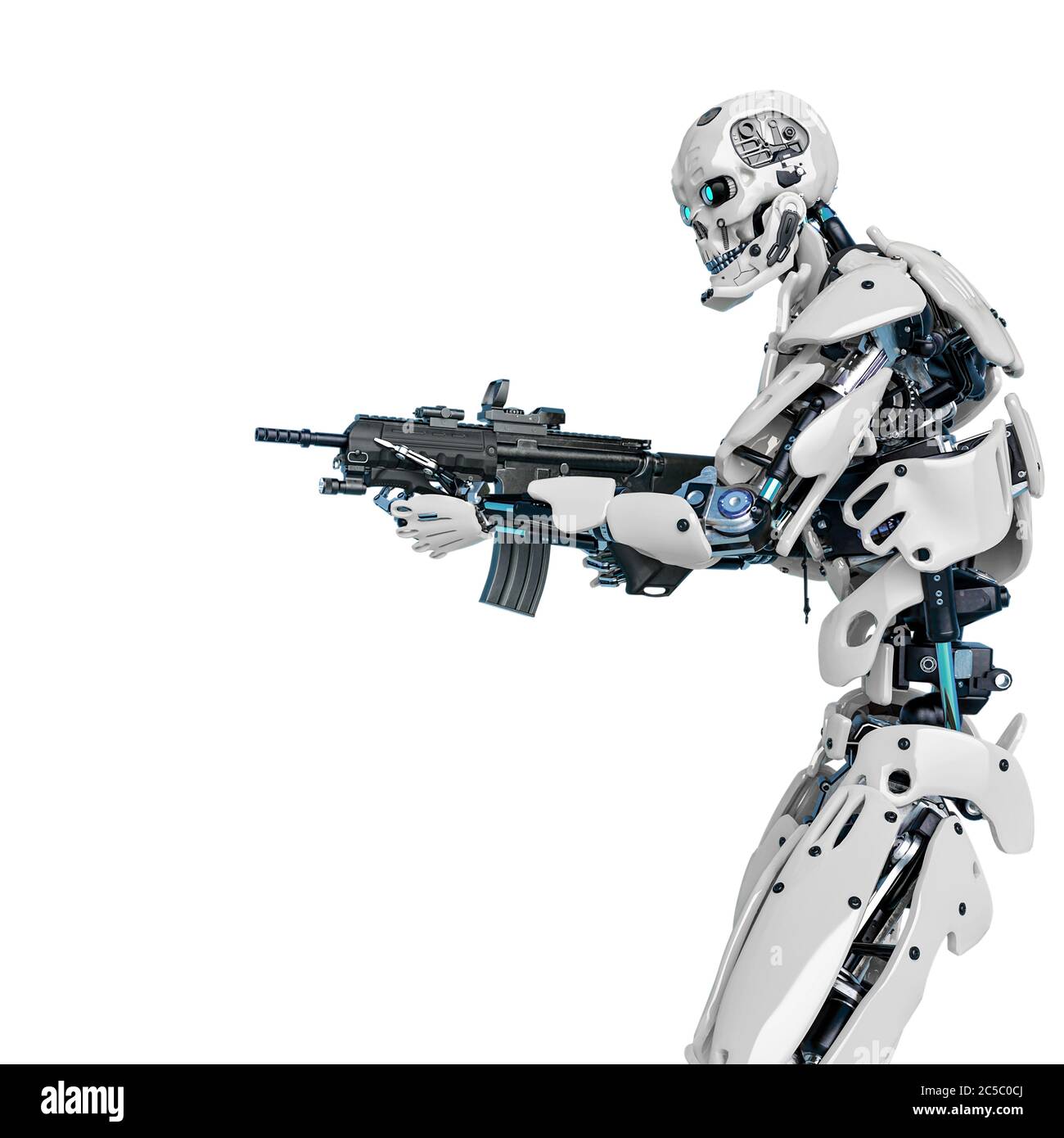 android holding a rifle side view, 3d illustration Stock Photo - Alamy