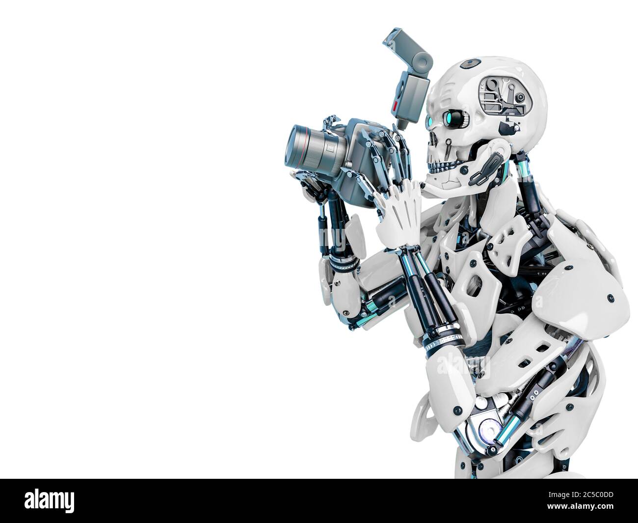android is takeing the picture with copy space, 3d illustration Stock ...