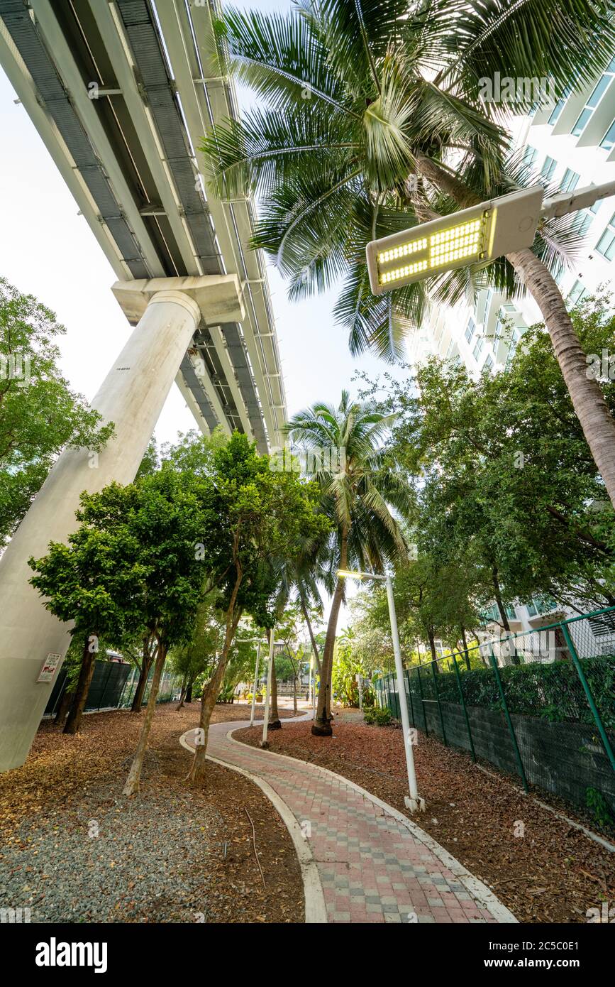 Miami Greenway pedestrian pathway wide angle photo Stock Photo - Alamy