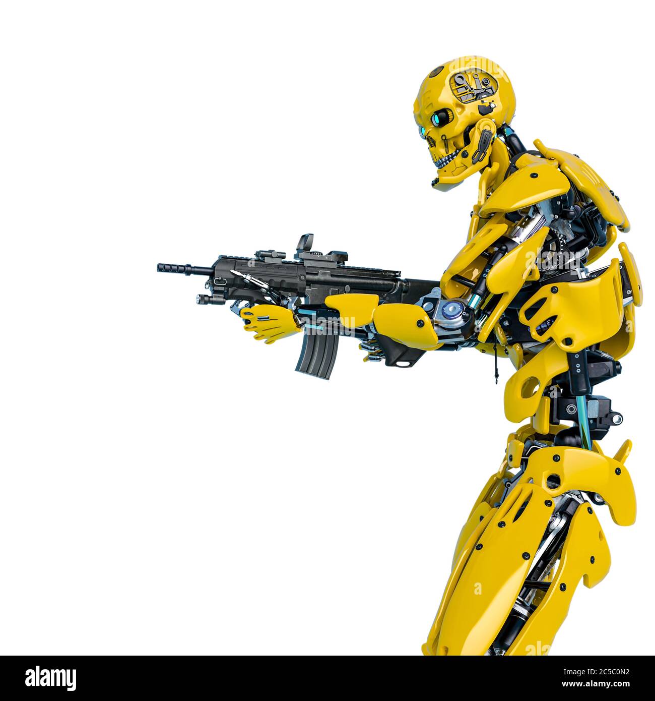 android holding a rifle side view, 3d illustration Stock Photo - Alamy
