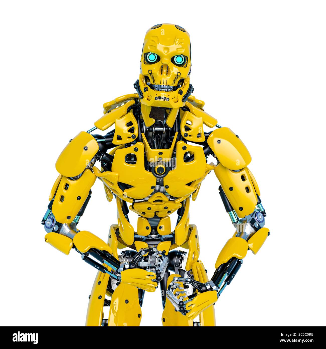 android is angry and doing a gym pose, 3d illustration Stock Photo - Alamy