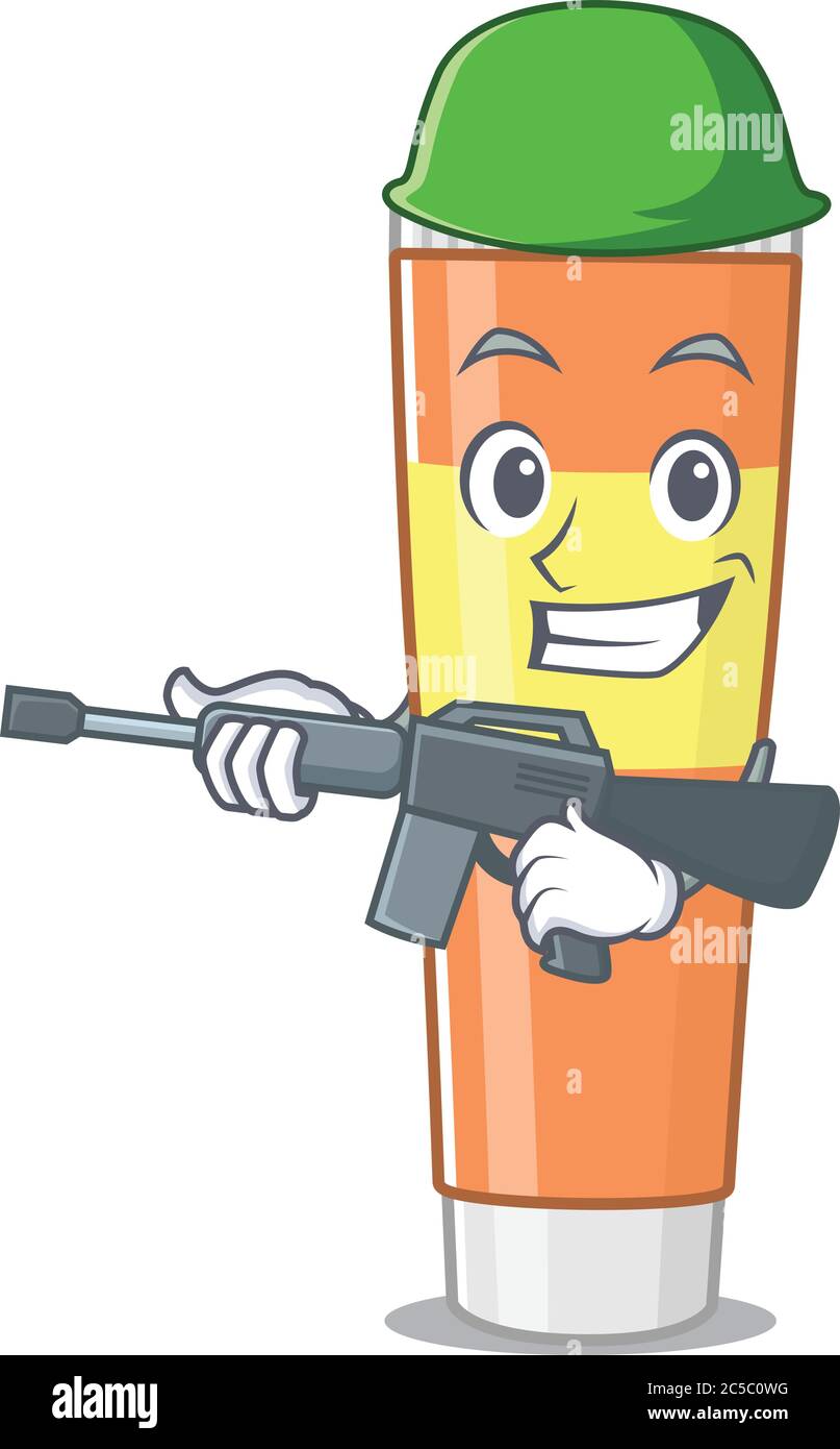 A charming army toothpaste cartoon picture style having a machine gun ...