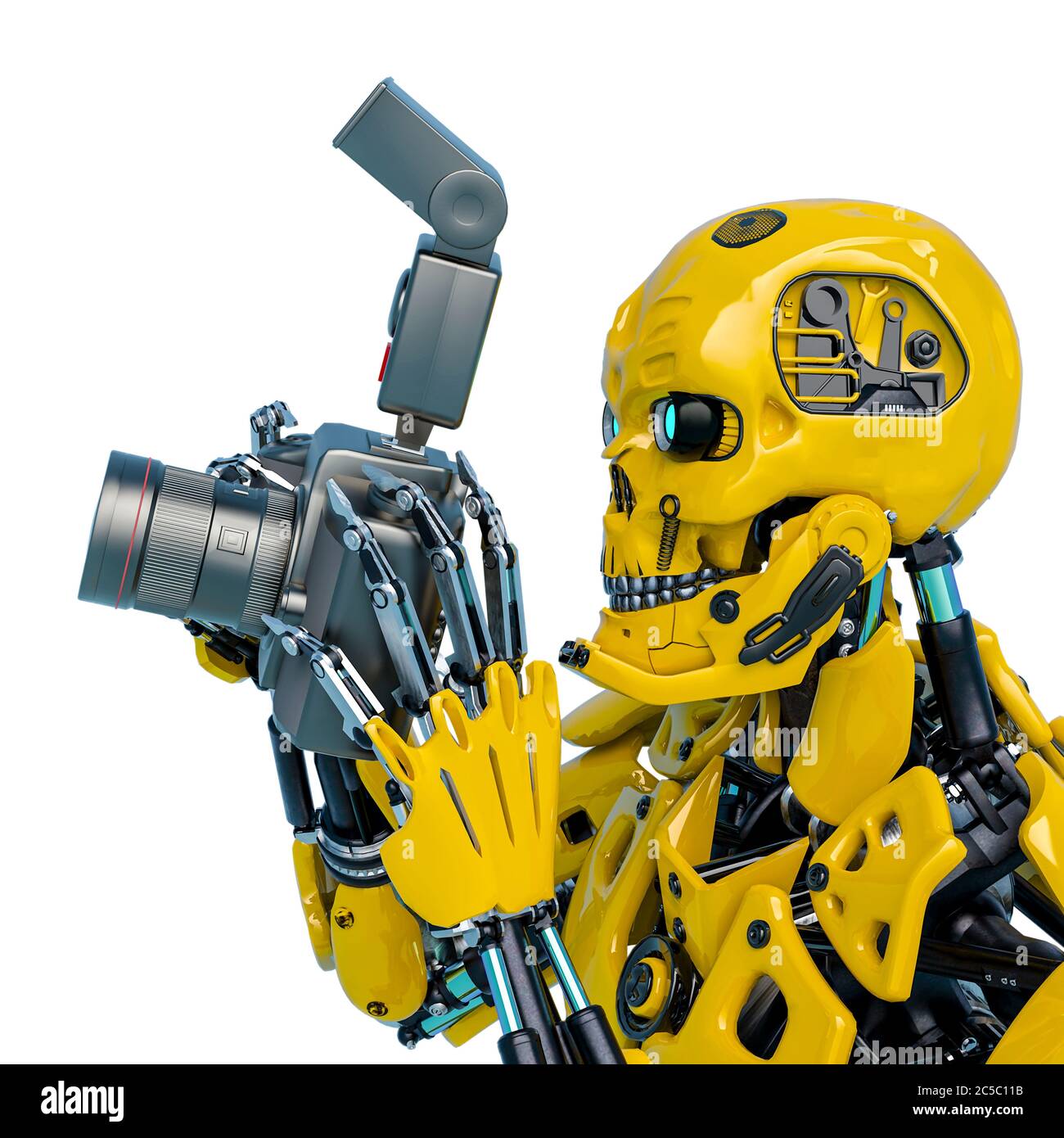 android is takeing the picture side view, 3d illustration Stock Photo ...