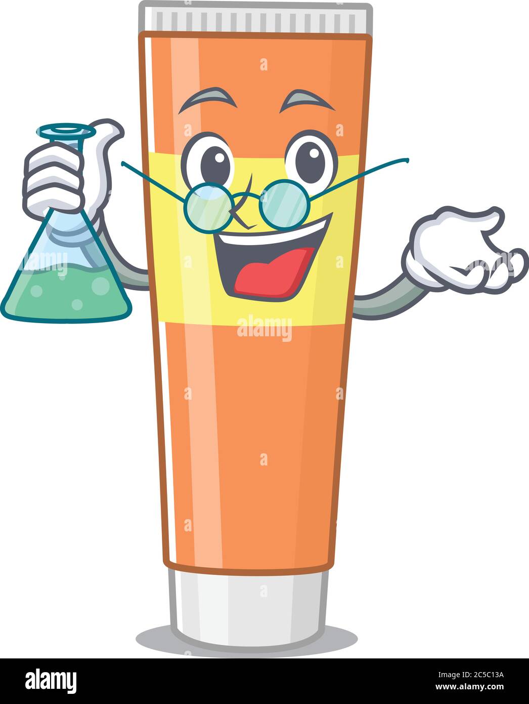 Super Genius Professor of toothpaste Caricature character working on a ...