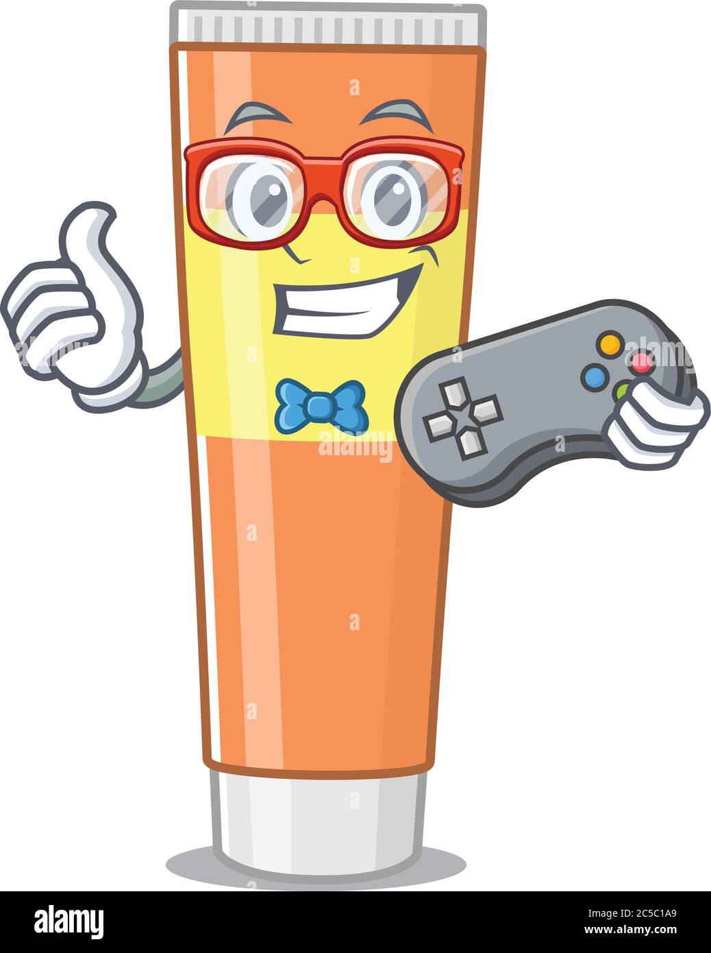 Cartoon Mascot design of toothpaste gamer using controller Stock Vector ...