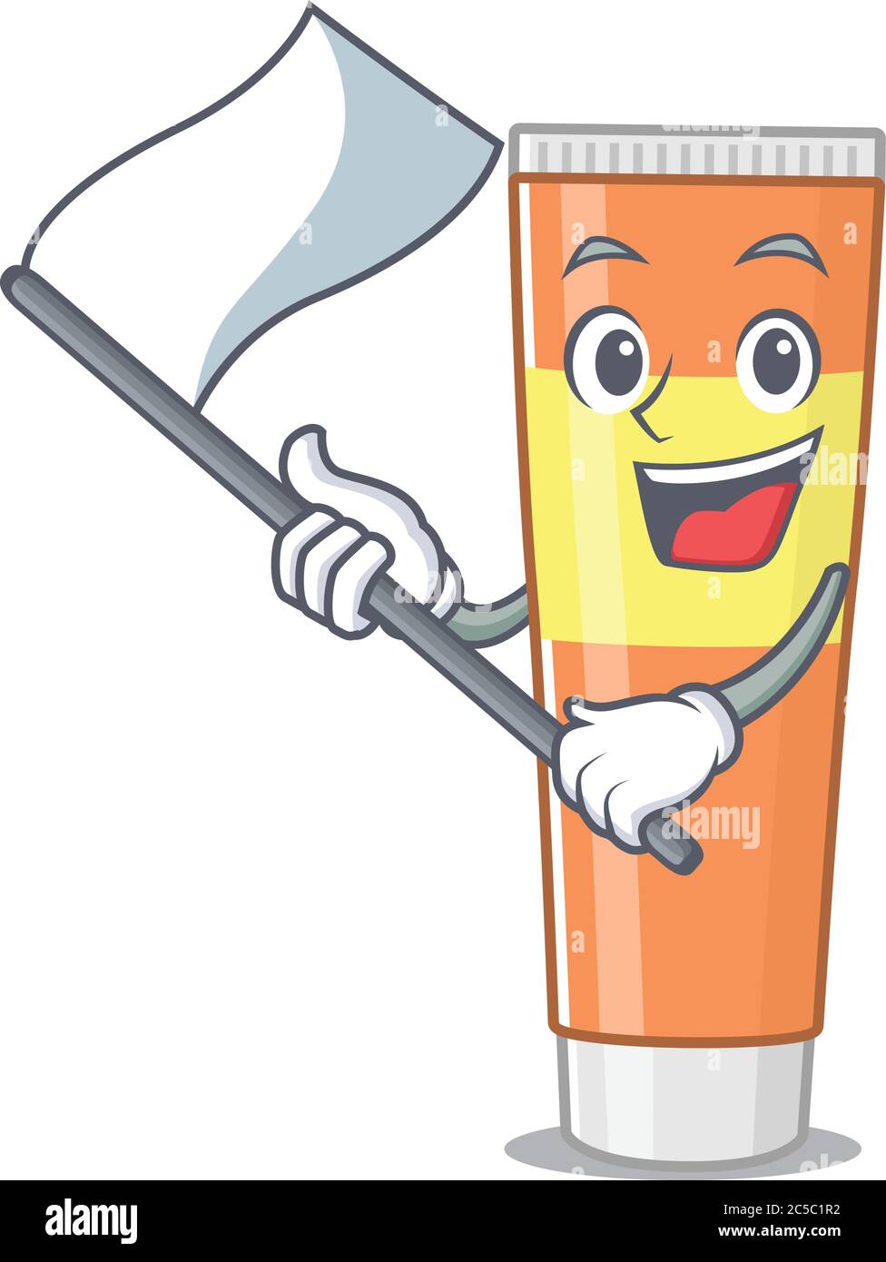 A brave toothpaste mascot character design holding a white flag Stock ...