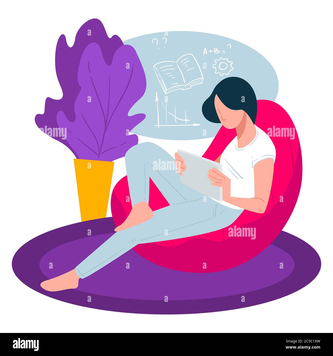 Lesson female studying test books Stock Vector Images - Alamy