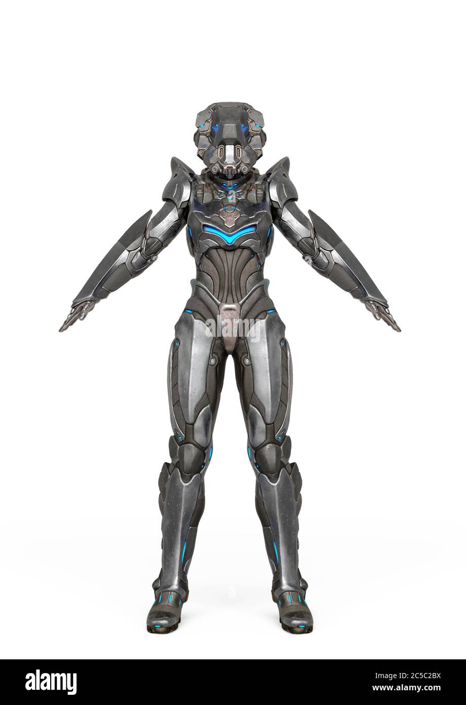 alien female soldier in white background, 3d illustration Stock Photo ...