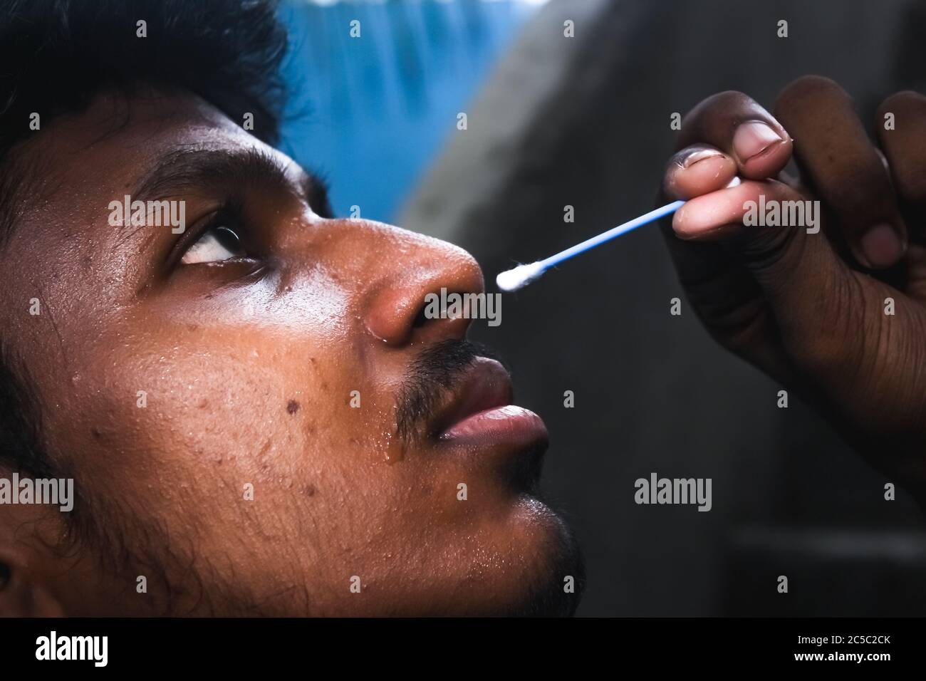 Chennai, India - July 2nd 2020 : Patient receiving a Corona test ...