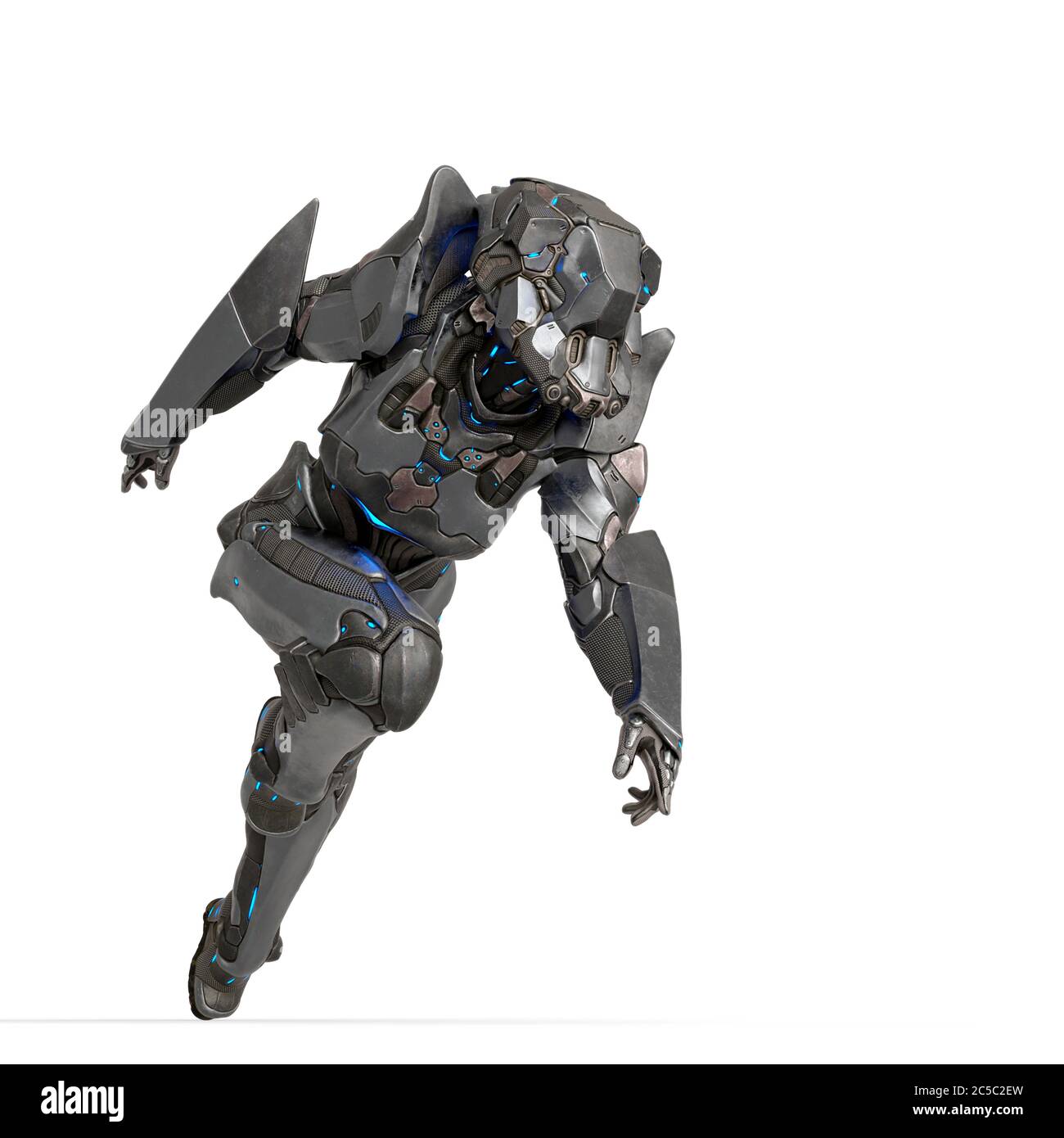 alien female soldier is dashing in white background, 3d illustration ...