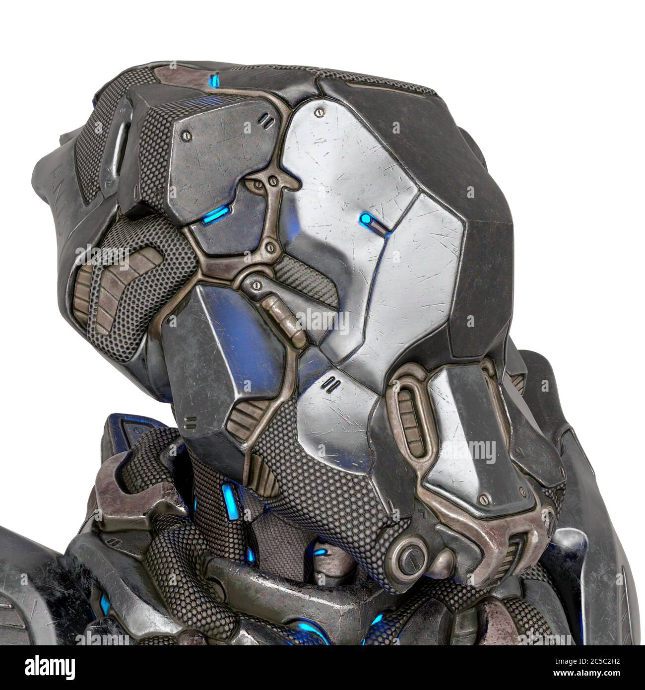 alien female soldier id side view close up portrait in white background ...