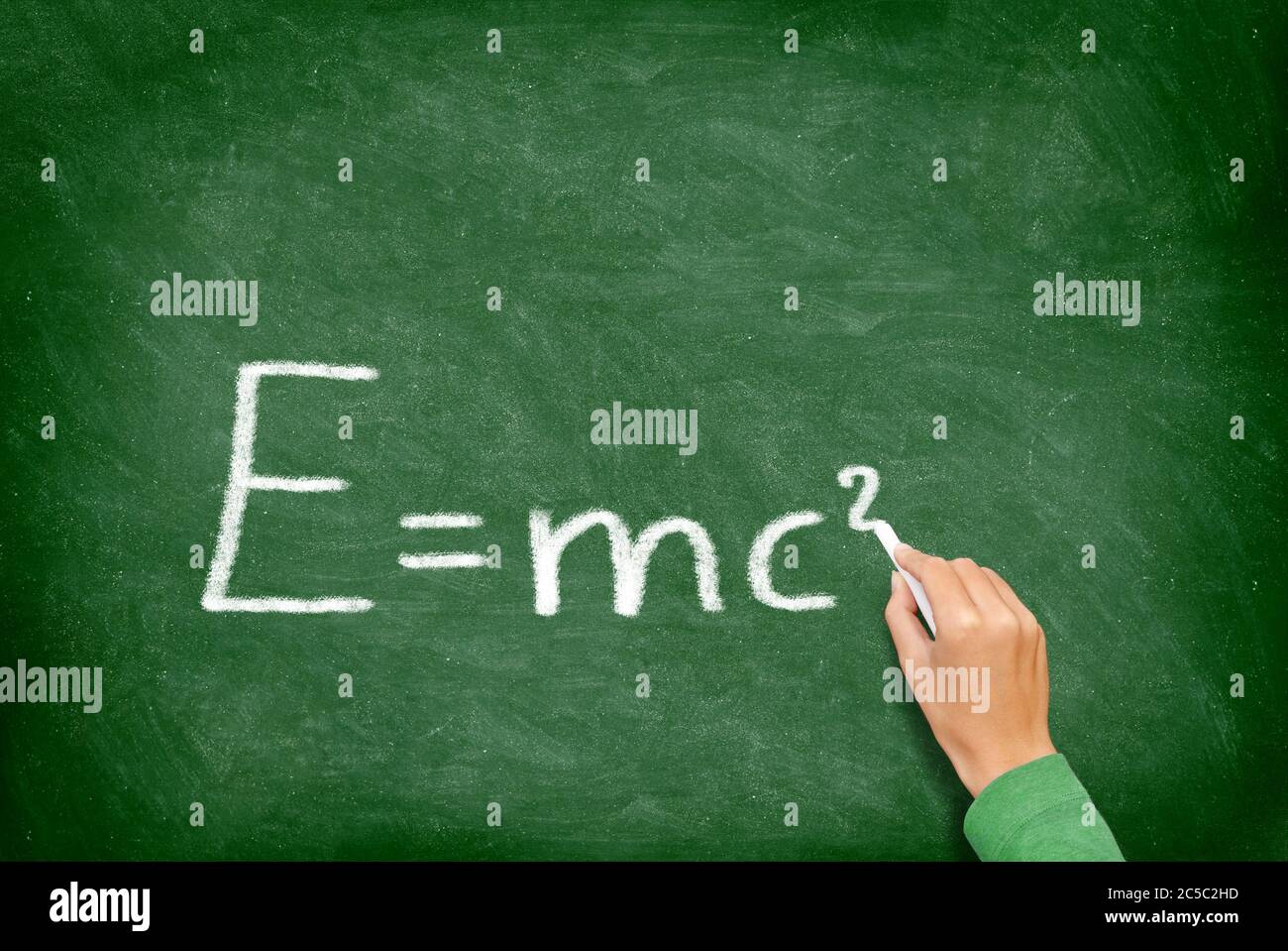 E=mcÂ² physics science formula equation blackboard. EMC2 written on ...