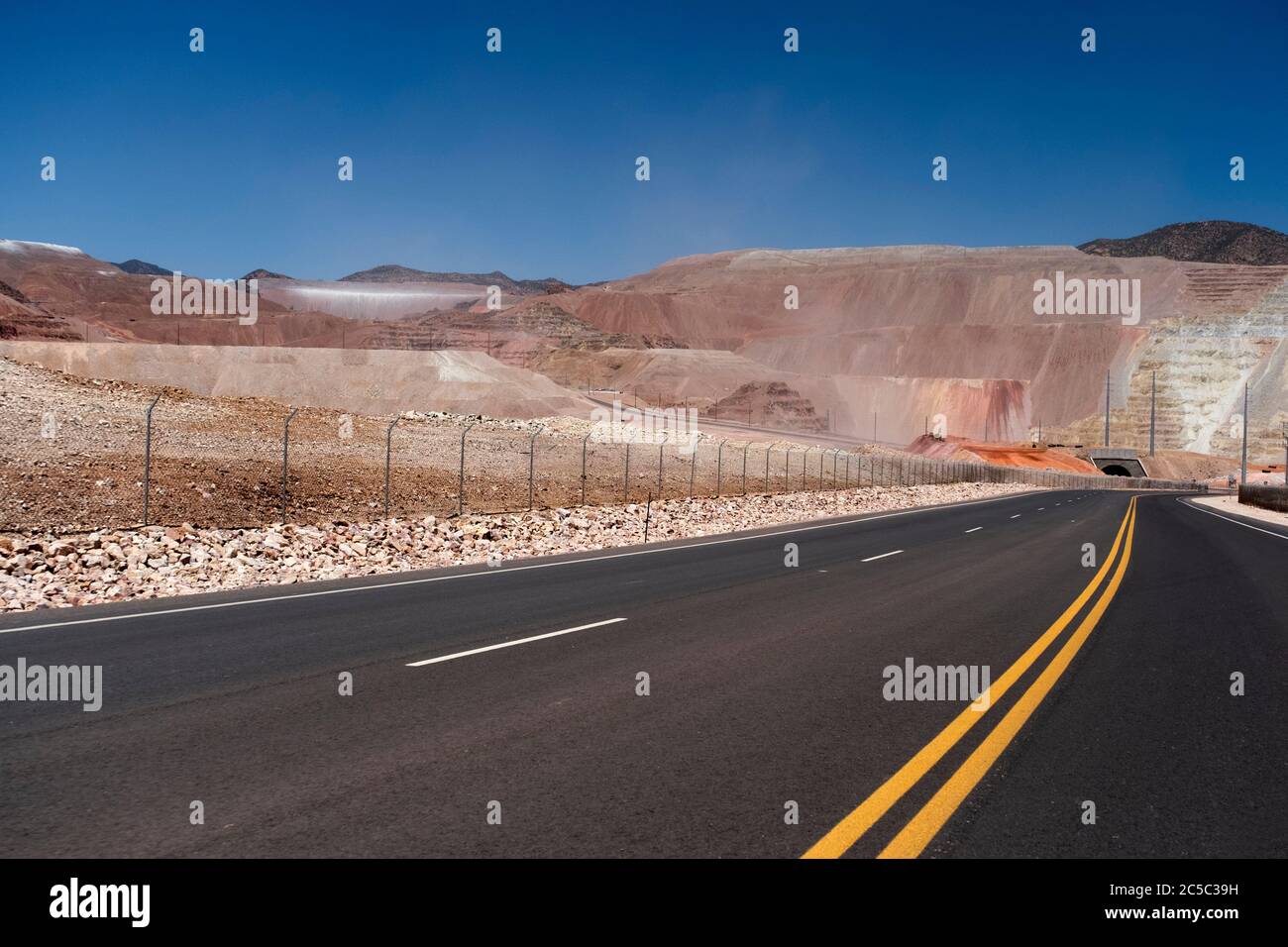 Arizona highway 191 passing through the massive Morenci open pit copper ...