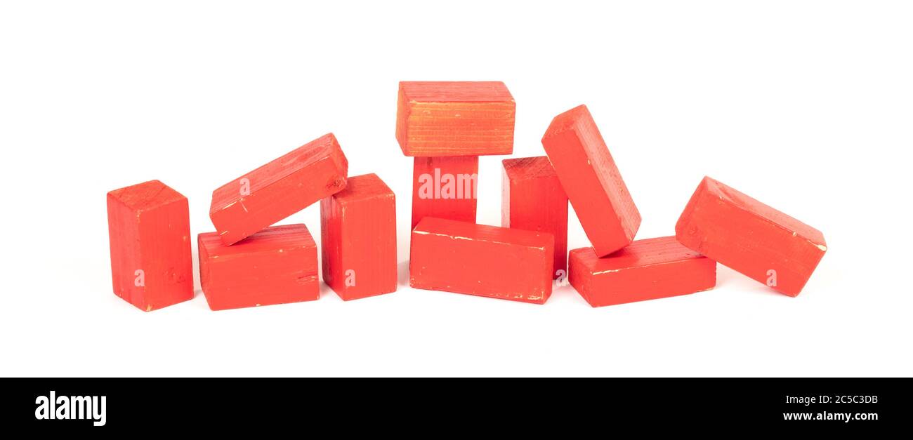 Vintage red building blocks isolated on white background Stock Photo ...