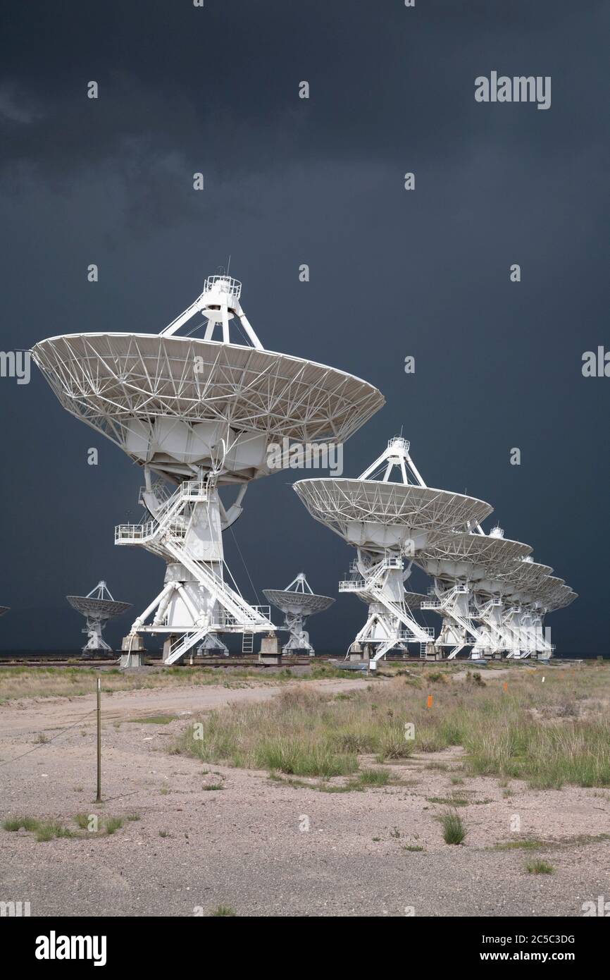 Dark storm over the radio telescope group of the VLA (Very Large Array ...
