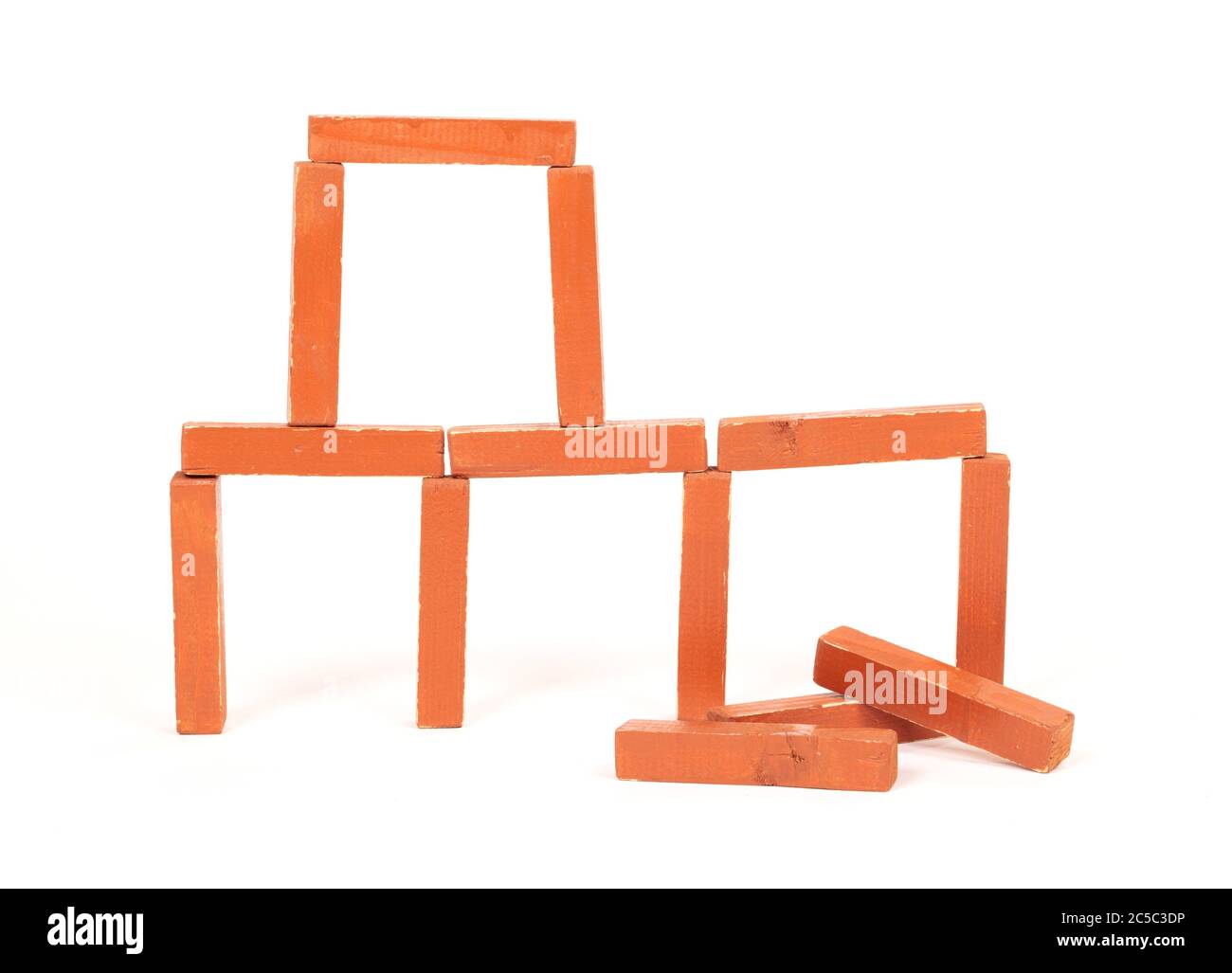 Vintage orange building blocks isolated on white background Stock Photo ...