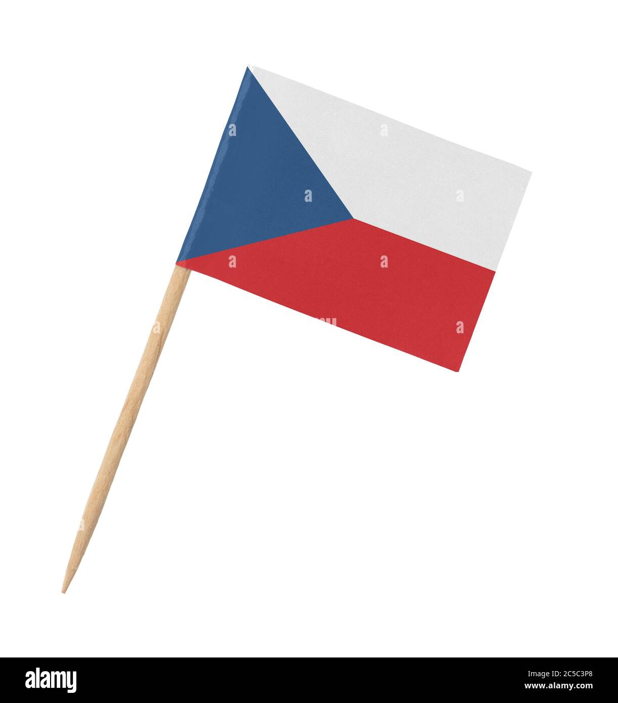 Small paper flag of the Czech Republic on wooden stick, isolated on ...