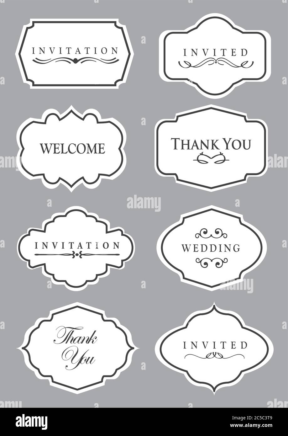 Illustration of vintage frames vector with different shapes Stock ...