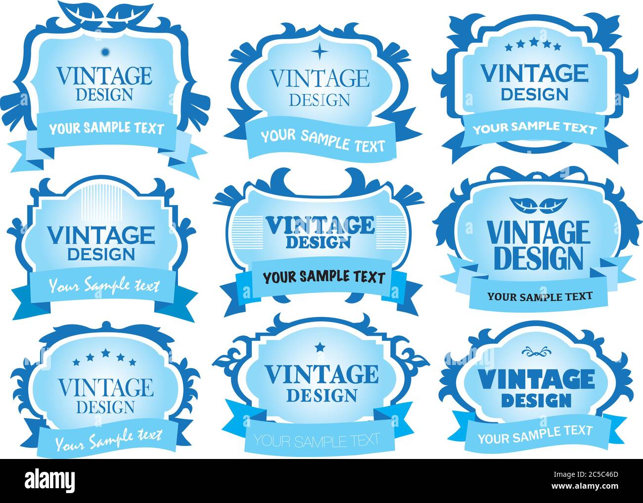 Vector set of vintage decorative labels and elements Stock Vector Image ...