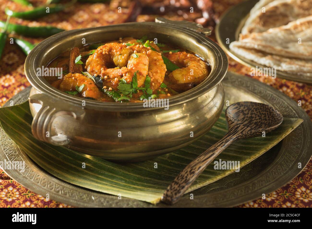 King Prawn Chettinad. South Indian seafood curry. India Food Stock ...