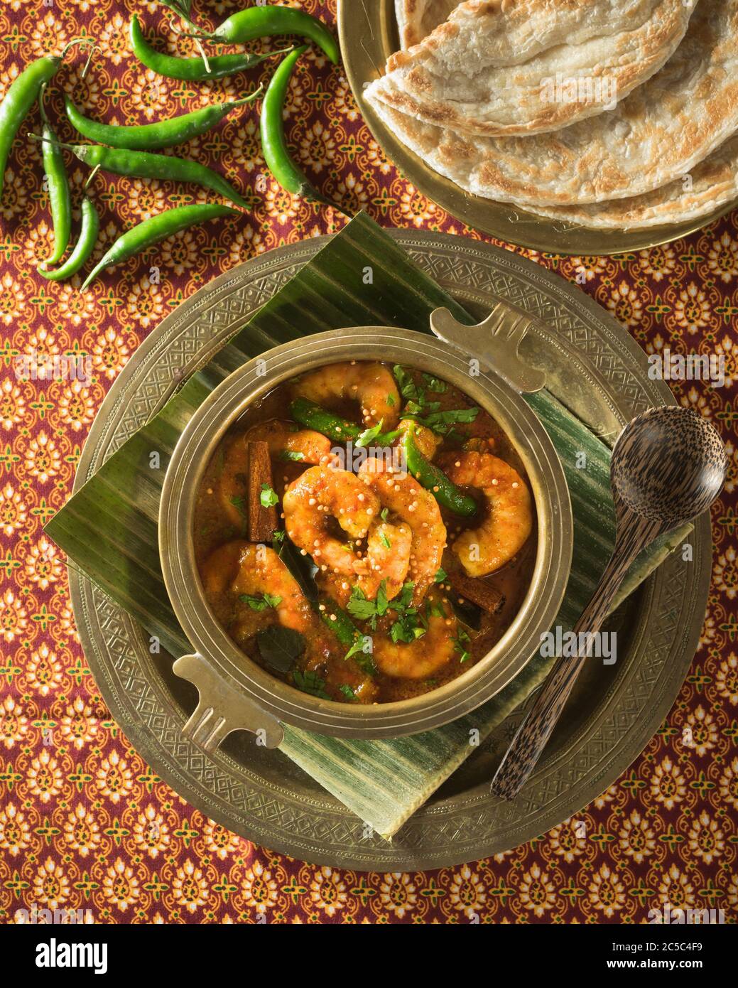 King Prawn Chettinad. South Indian seafood curry. India Food Stock ...