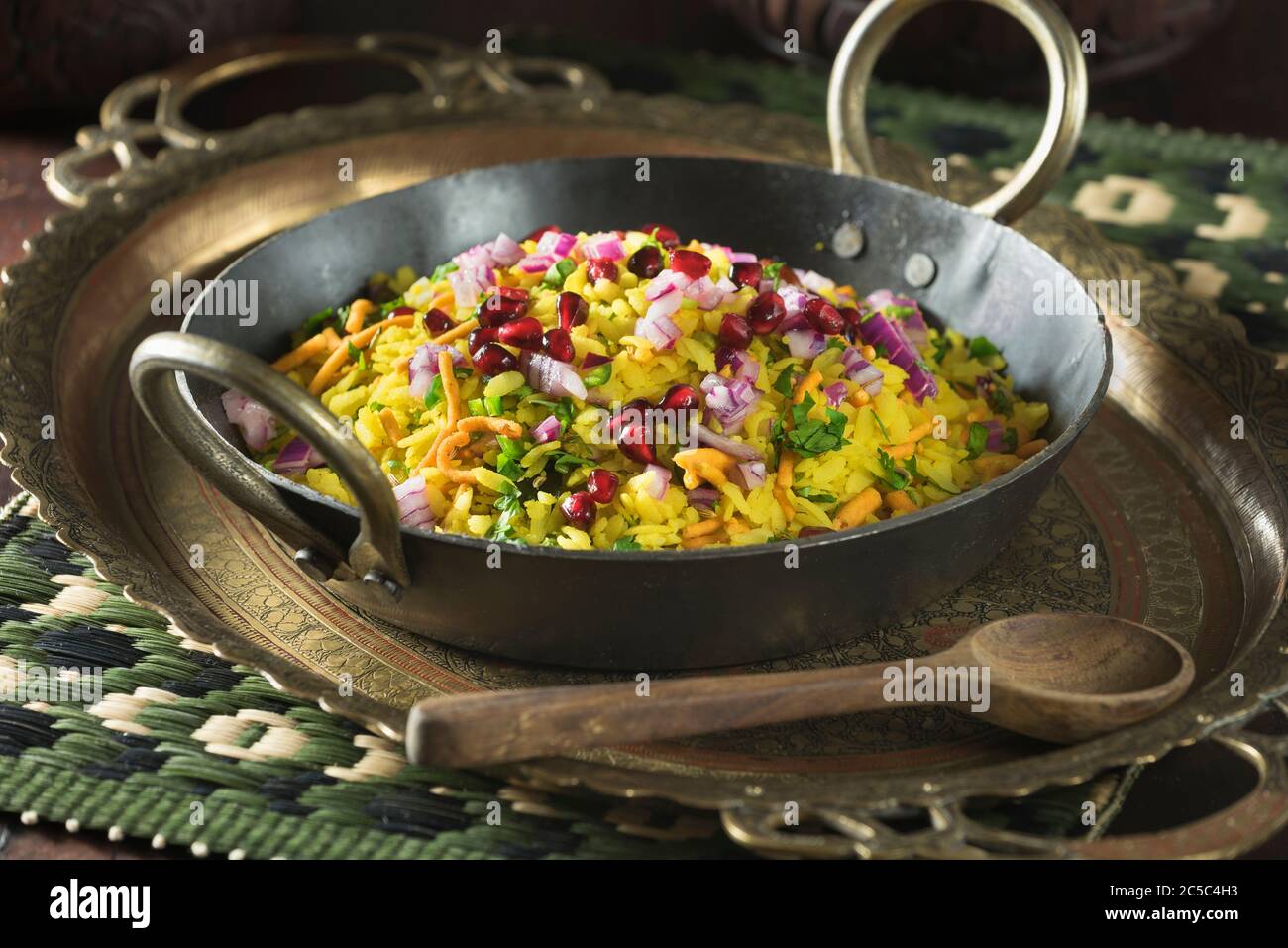 Poha. Flattened rice flakes. Indian breakfast dish. India Food Stock ...