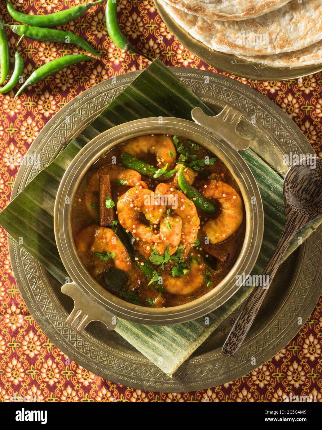 King Prawn Chettinad. South Indian seafood curry. India Food Stock ...
