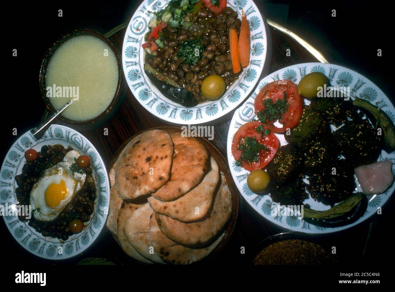Traditional Egyptian foods with foule and falafel Stock Photo - Alamy