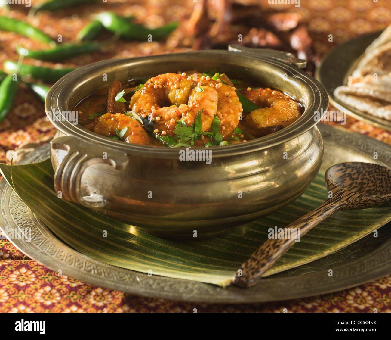 King Prawn Chettinad. South Indian seafood curry. India Food Stock ...