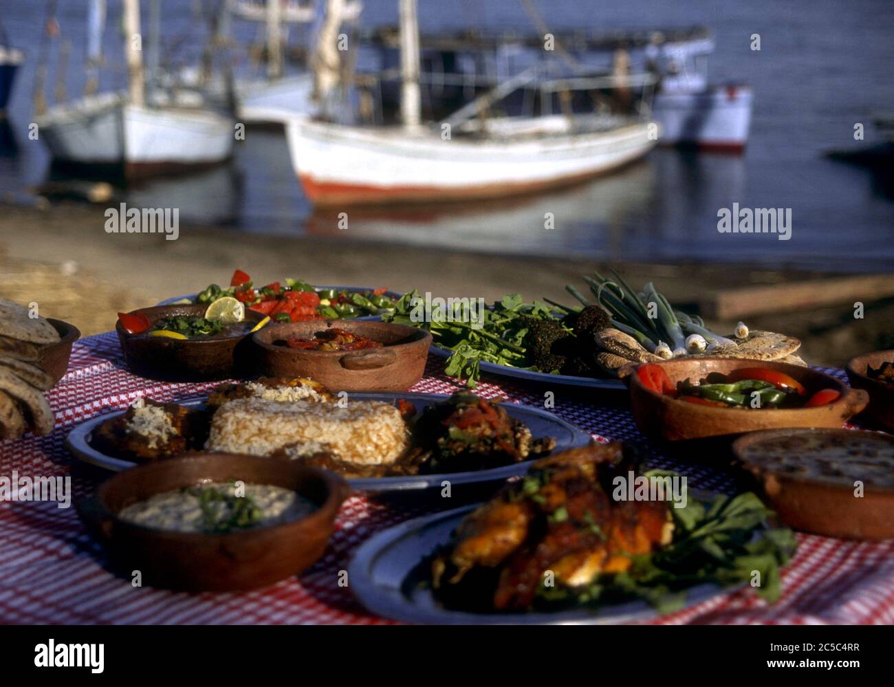 Traditional Egyptian food, Nile river, Luxor Stock Photo - Alamy