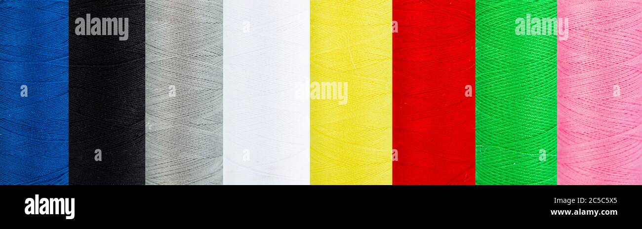 collage threads for sewing different colors Stock Photo - Alamy