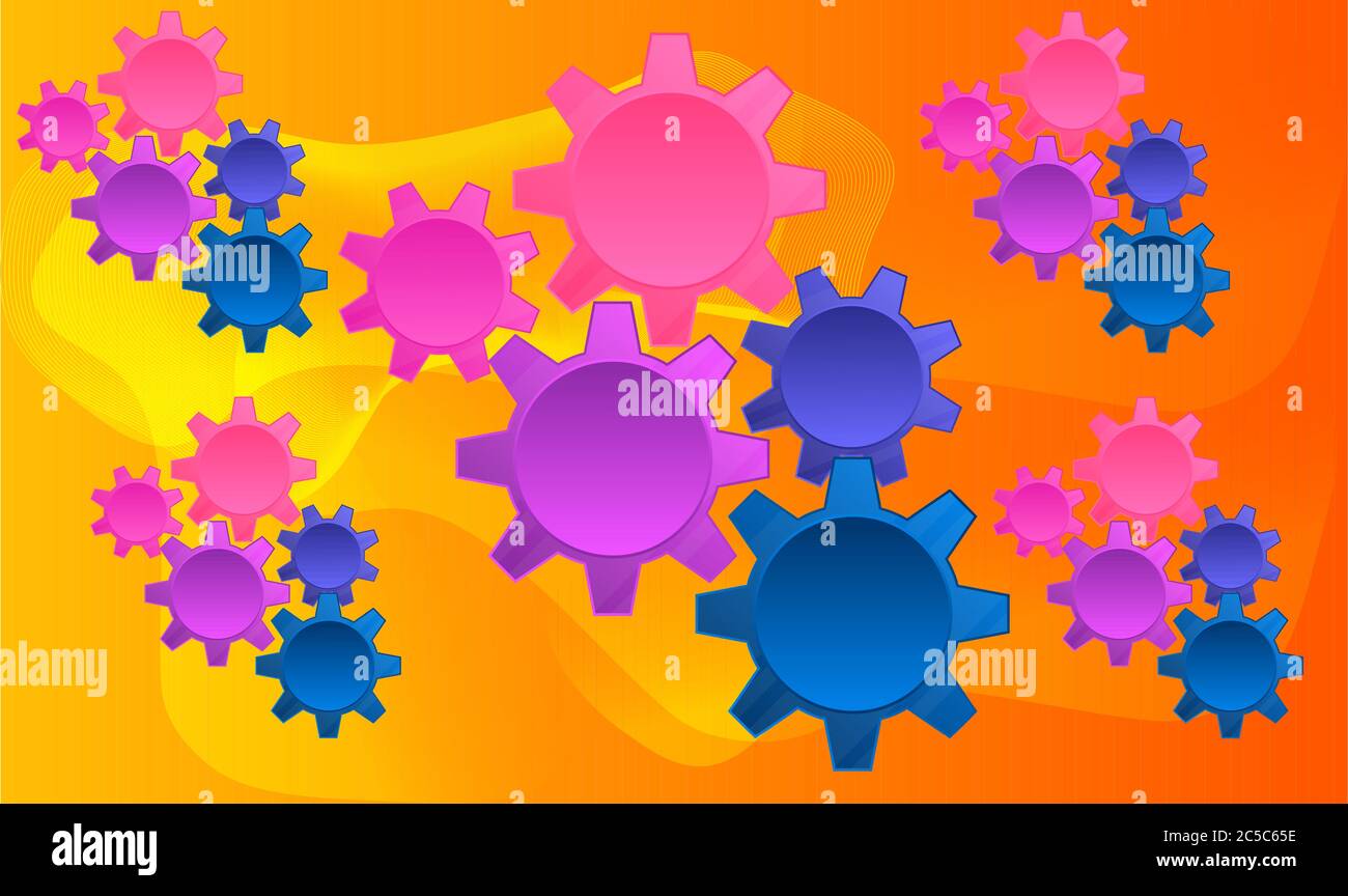 different size of working gear on abstract background Stock Vector ...