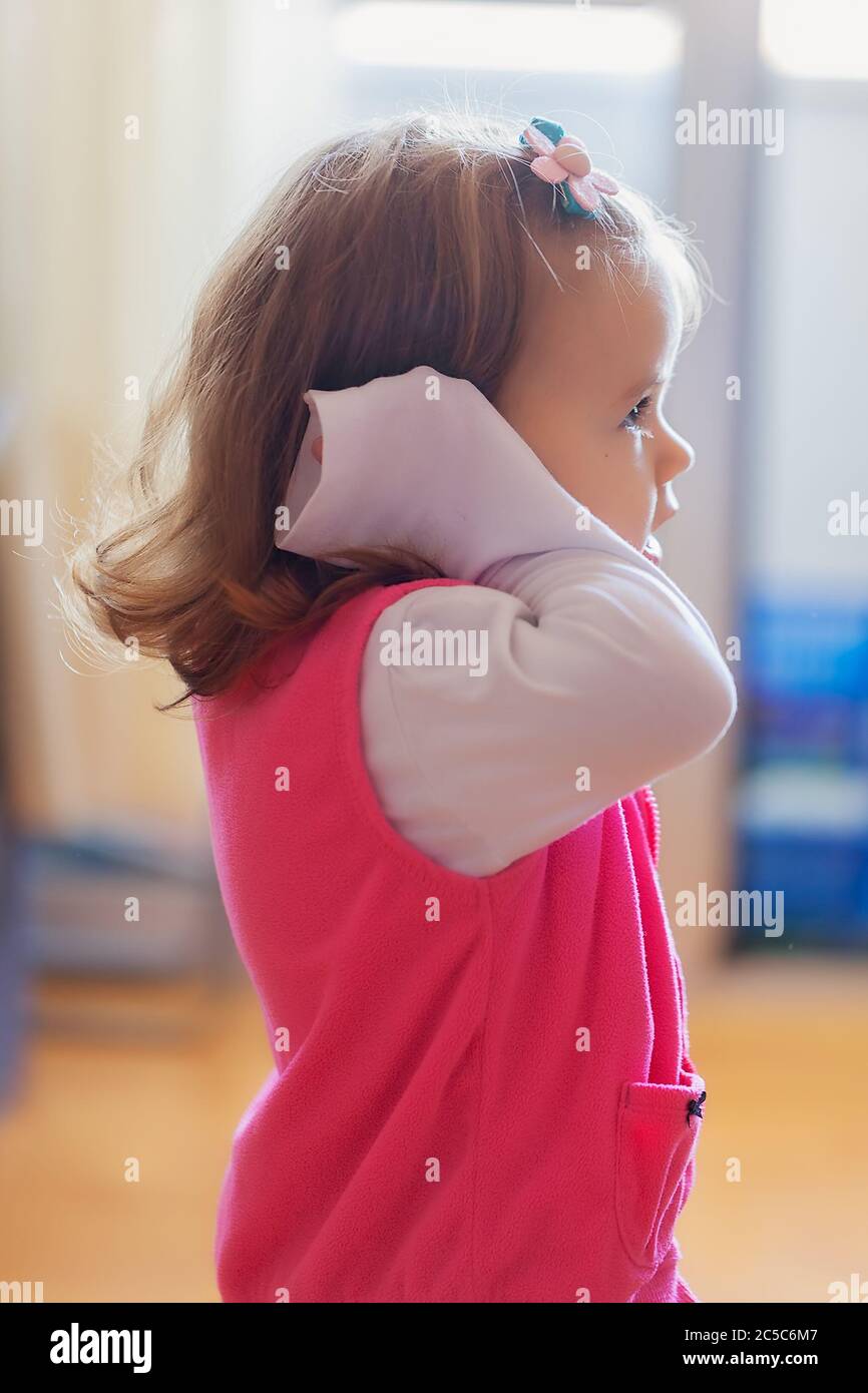 image of a child from profile while watched tv, note shallow depth of ...